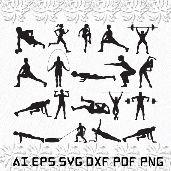 Gym Exercise Svg Gym Svg Exercise Svg Workout Fitness | Etsy