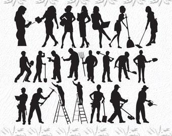 Worker SVG EPS JPEG Construction Worker Clipart Digital - Etsy