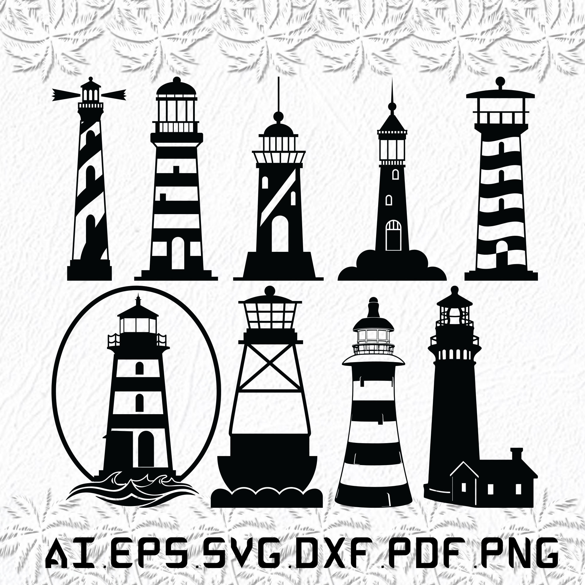 Phare svg, svg nautique, océan svg, été, mer, SVG, ai, pdf, eps, svg ...