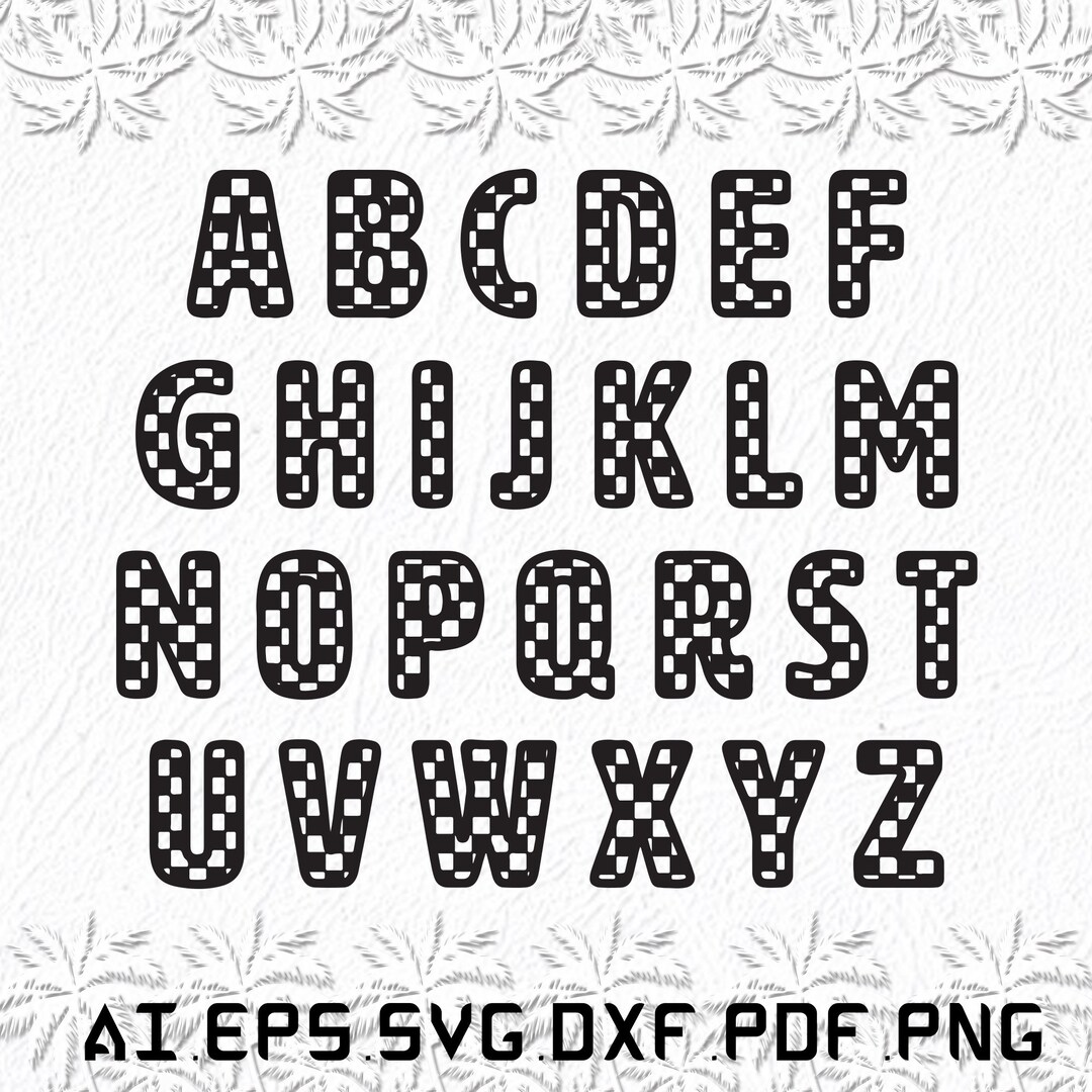 Checkered Letters Svg, Checkered Letter Svg, Garden Svg, Checkered ...