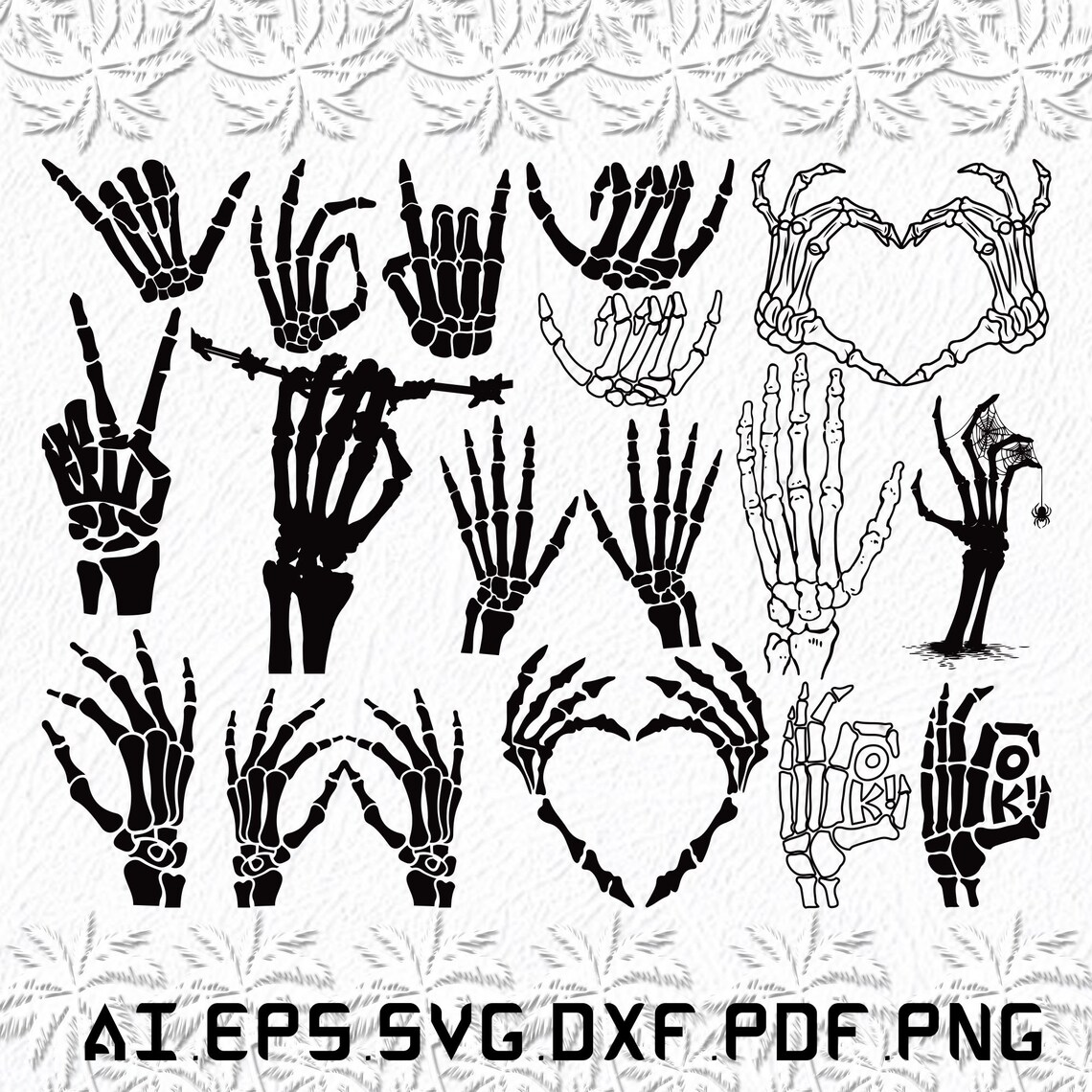 Skeleton Hand Svg Hand Signs Svg Love Sign Svg Skeleton - Etsy