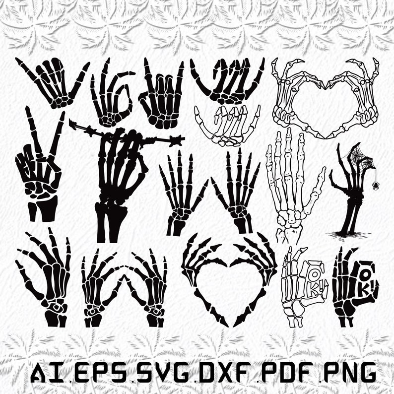 Skeleton Hand Svg Hand Signs Svg Love Sign Svg Skeleton - Etsy