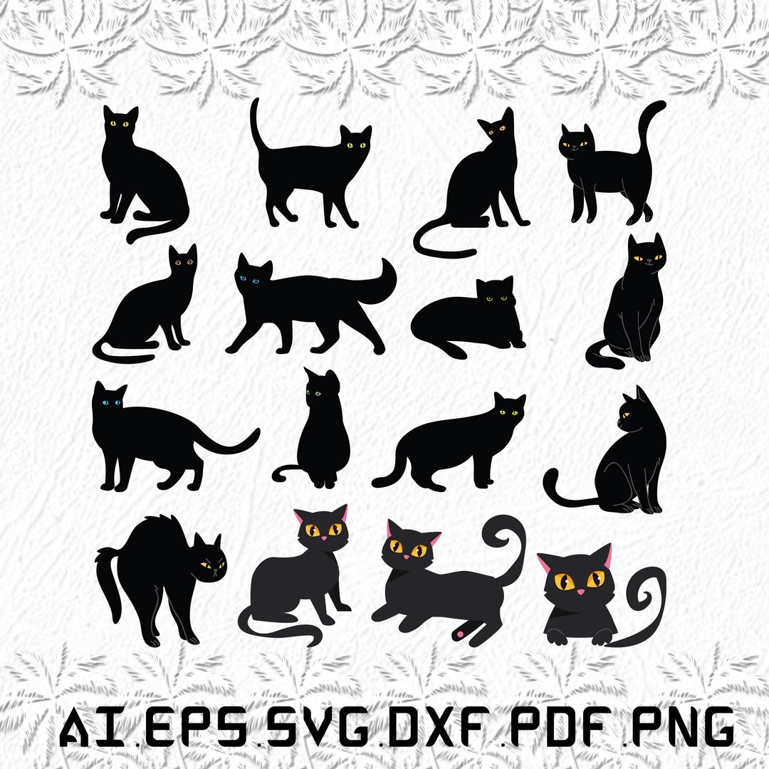 Black Cats Svg, Black Cat Svg, Animal Svg, Black, Cats, SVG, Ai, Pdf ...