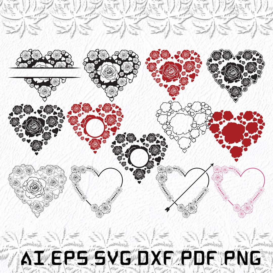 Heart Rose SVG, Rose Svg, Heart Svg, Love SVG, Flower ,ai, Pdf, Eps ...