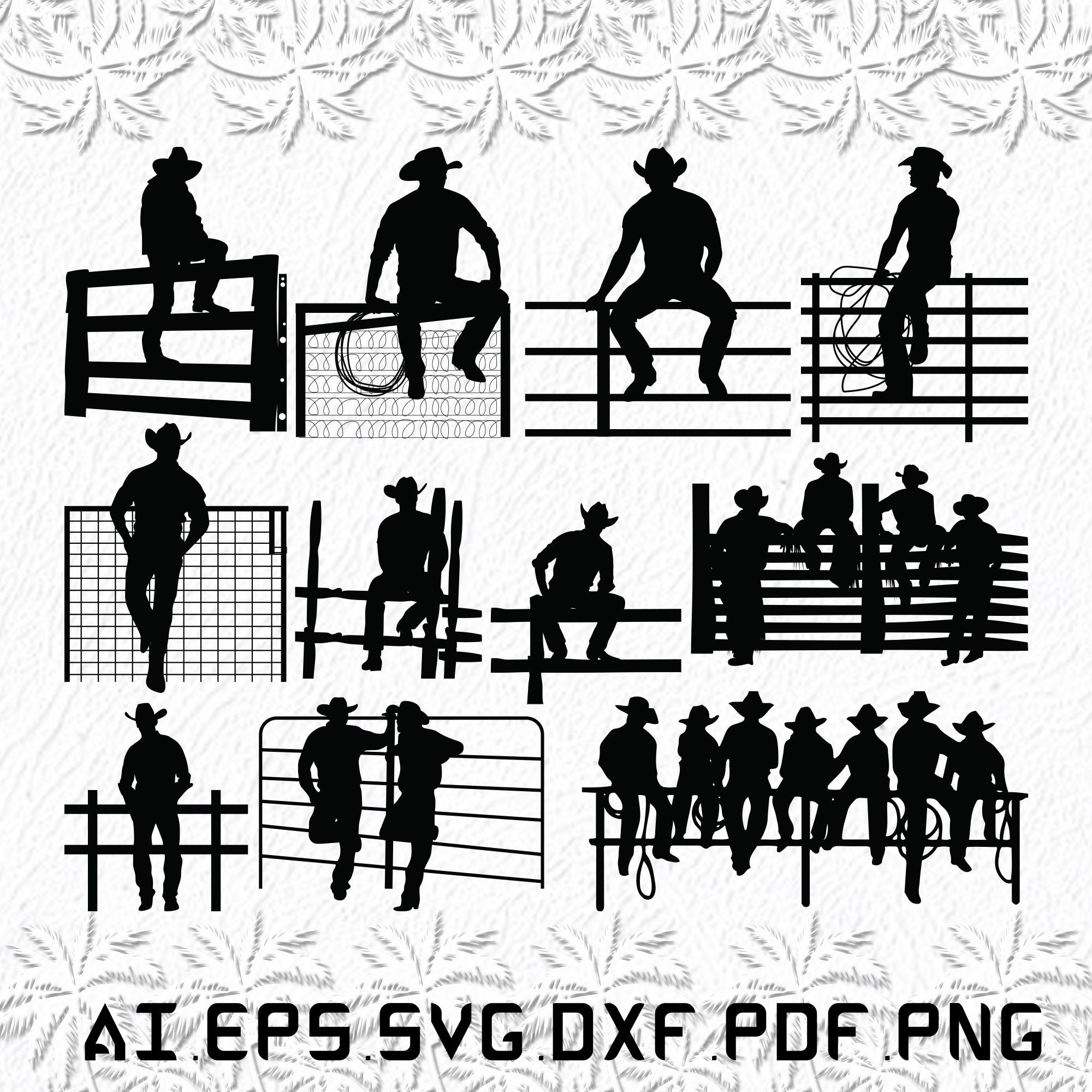 Leaning Cowboy Outline