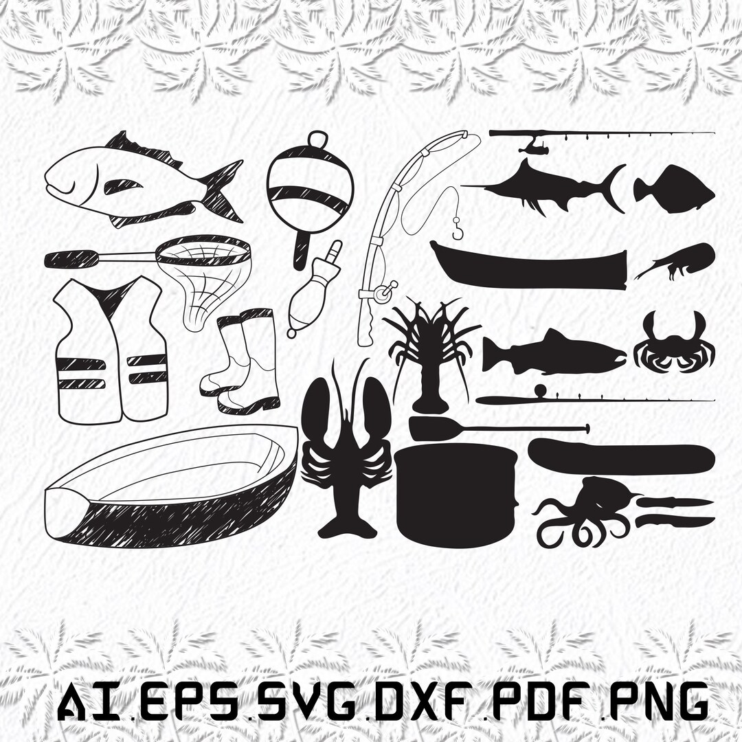 Fishing Equipment Svg, Fishing Equipments Svg, Fishing Svg, Equipment ...