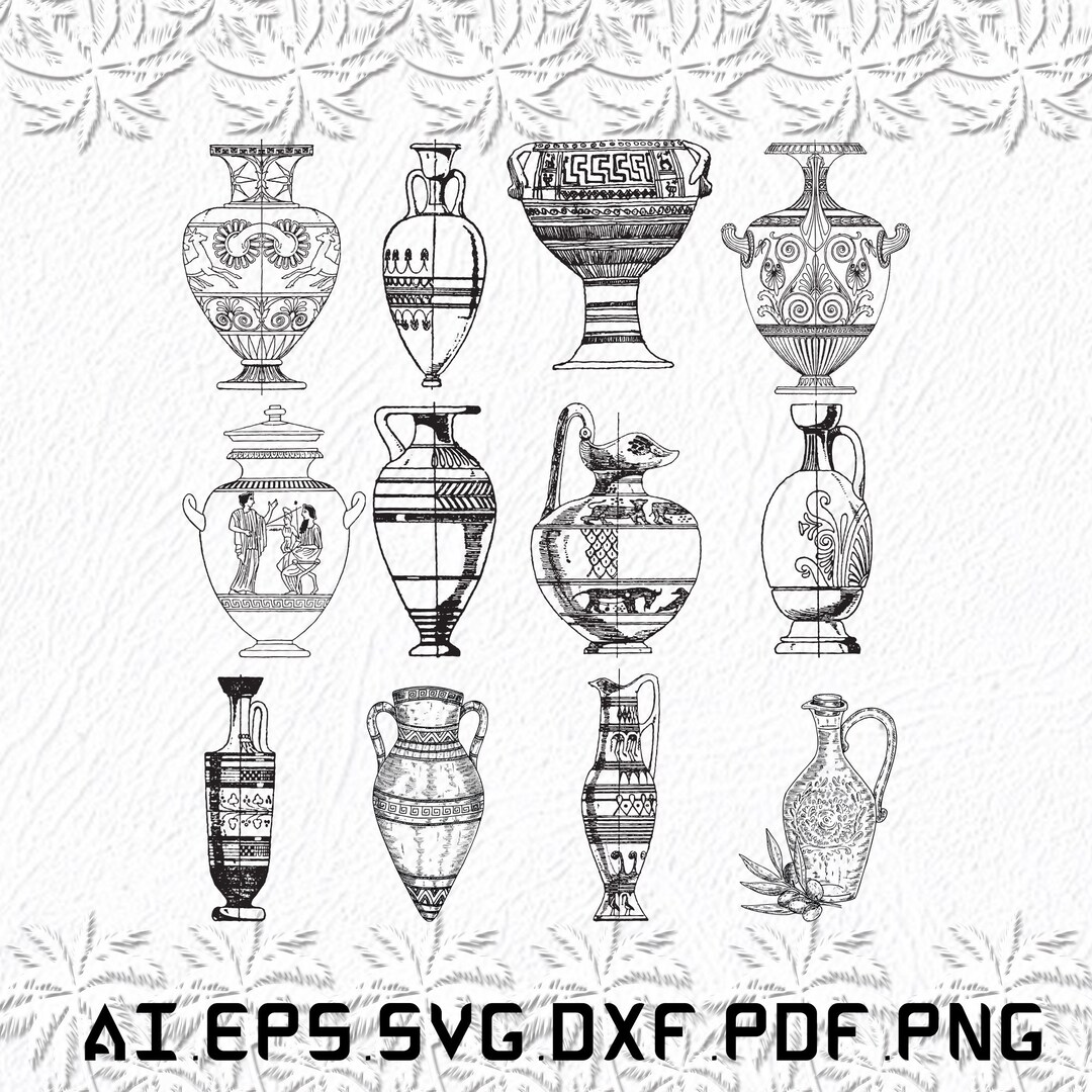 Greek Vase Svg, Greek Vessels Svg, Vases Svg, Greek, Vase, SVG, Ai, Pdf ...
