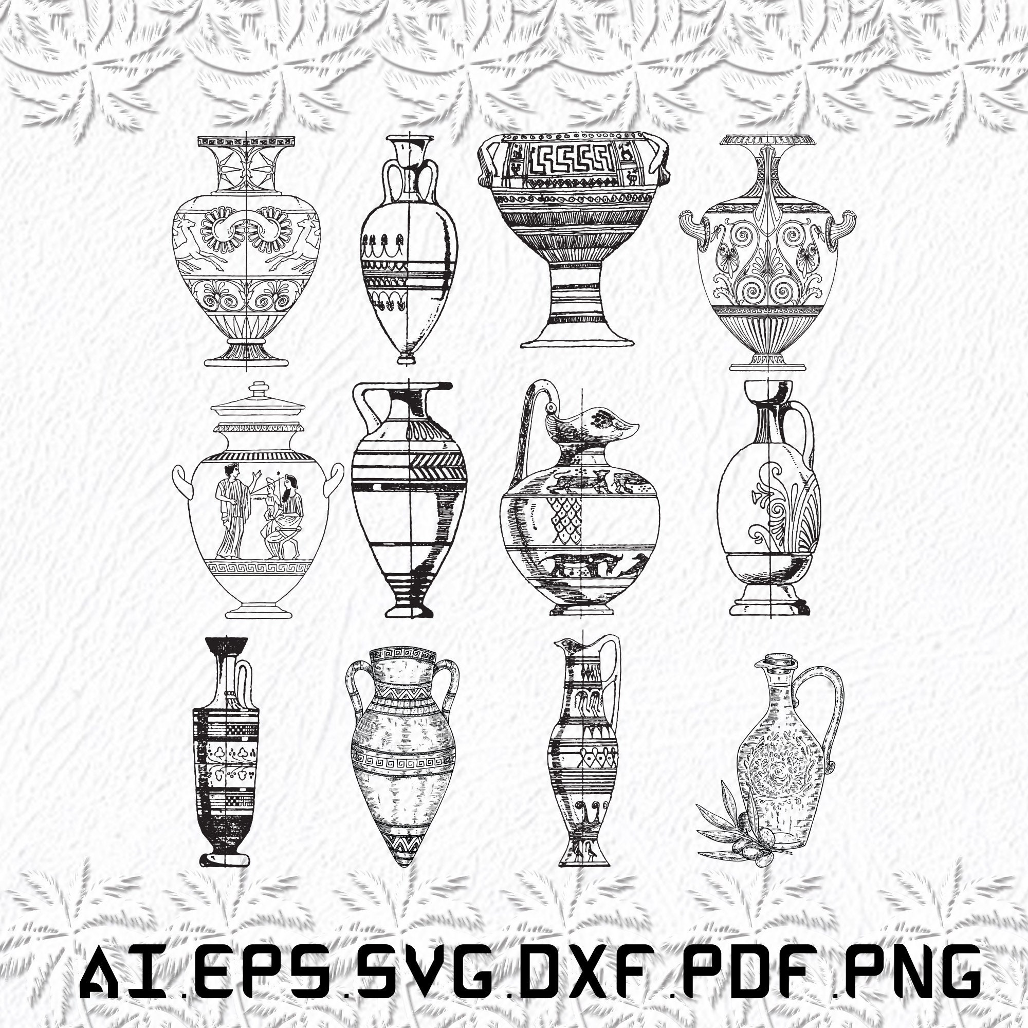 Greek Vase Svg, Greek Vessels Svg, Vases Svg, Greek, Vase, SVG, Ai, Pdf ...