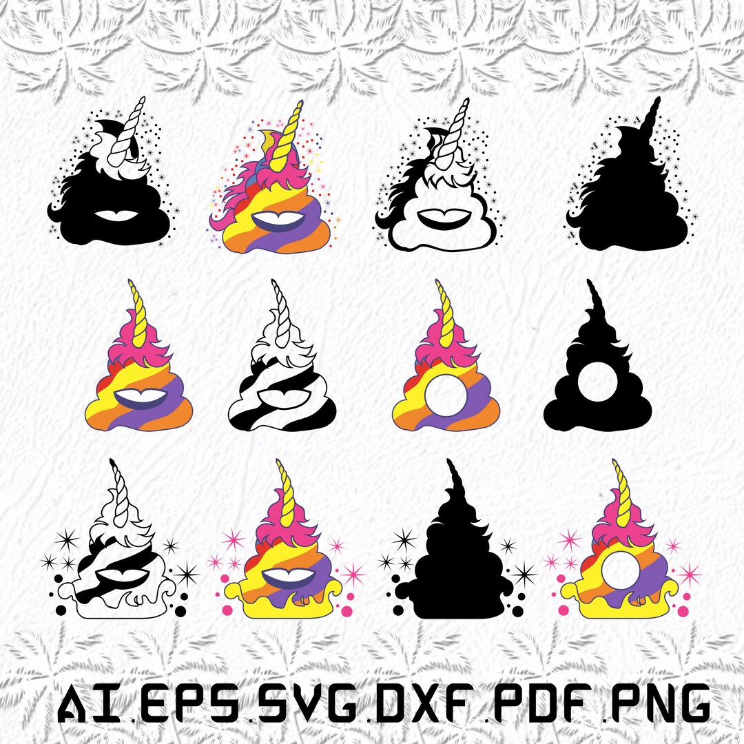 Rainbow Unicorn Poop Emoji SVG, Unicorn Svg, Poop Svg, Rainbow SVG ...