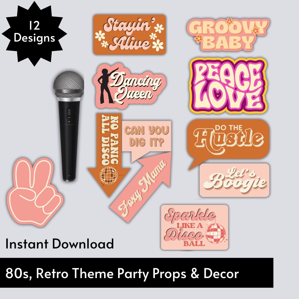 80s, Retro Theme Party Props & Decor, Dancing Queen, Digital File PDF ...
