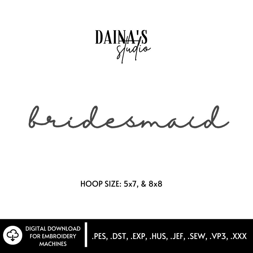 Bridesmaid Word Embroidery Design Wedding Bachelorette, Instant ...