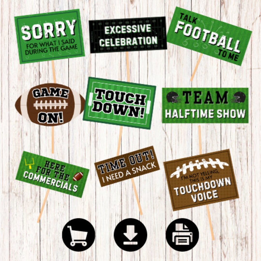 Super Bowl, Photo Booth Printable Props, Quotes Inspired Props, Instant ...