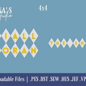 Niall Horan Diamond the Show Embroidery File 5x7, 8x8 PES, DST, JEF and ...