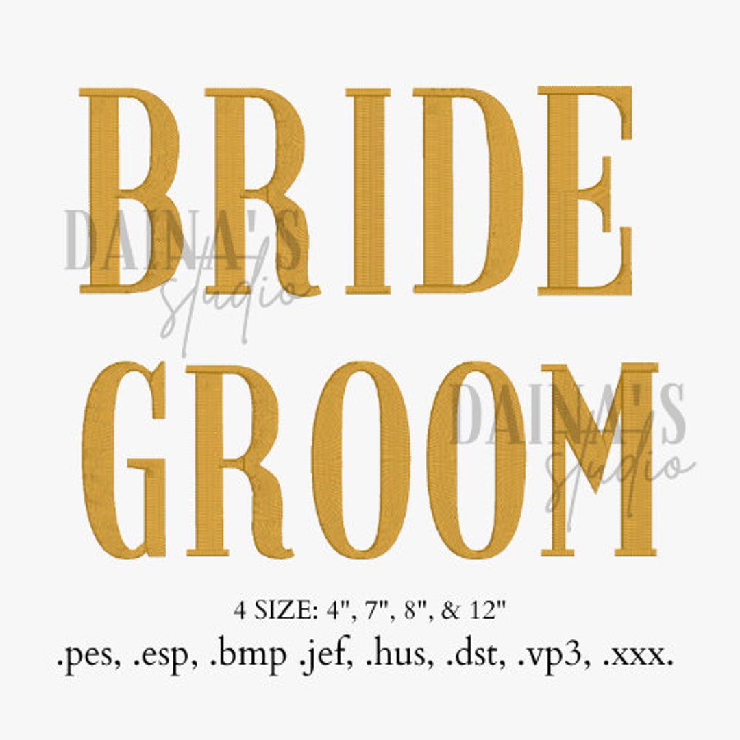 Bride and Groom Word Embroidery Design Wedding Bachelorette, Instant ...