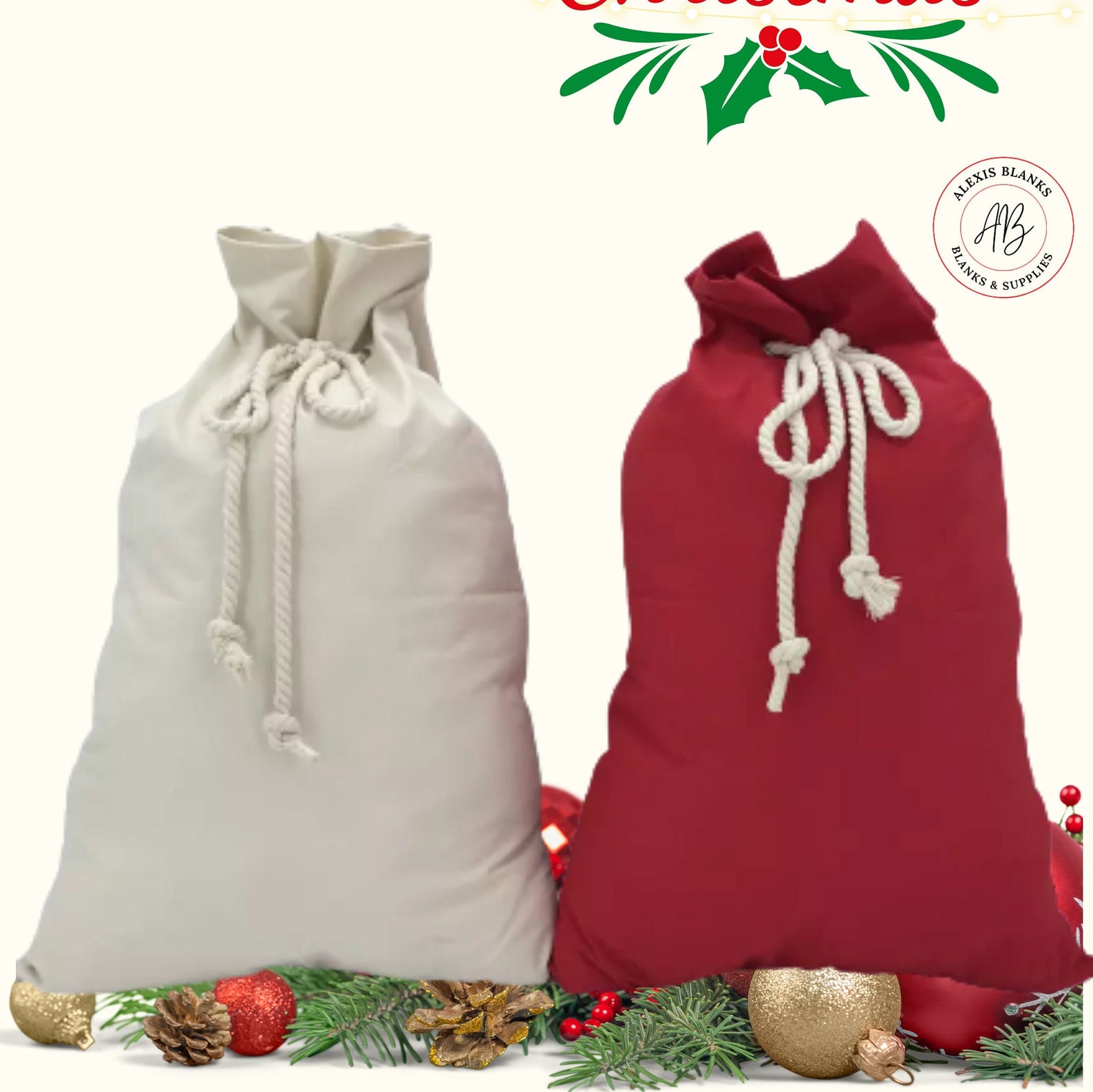 Blank Santa Sacks, Christmas Gift Bags, Eco Friendly Christmas Bags ...