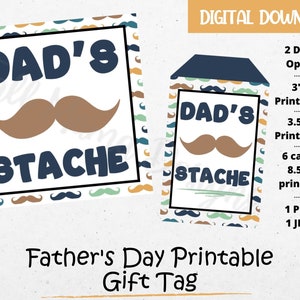 Dad's Stache Printable Gift Tag, Digital Father's Day Gift Tag, Father ...