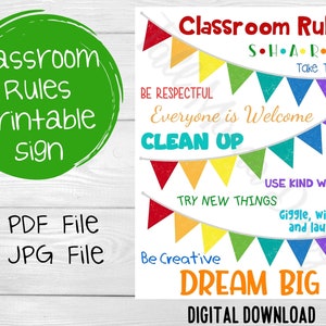 Classroom Rules Printable Sign, Classroom Rules, Teacher Rules ...
