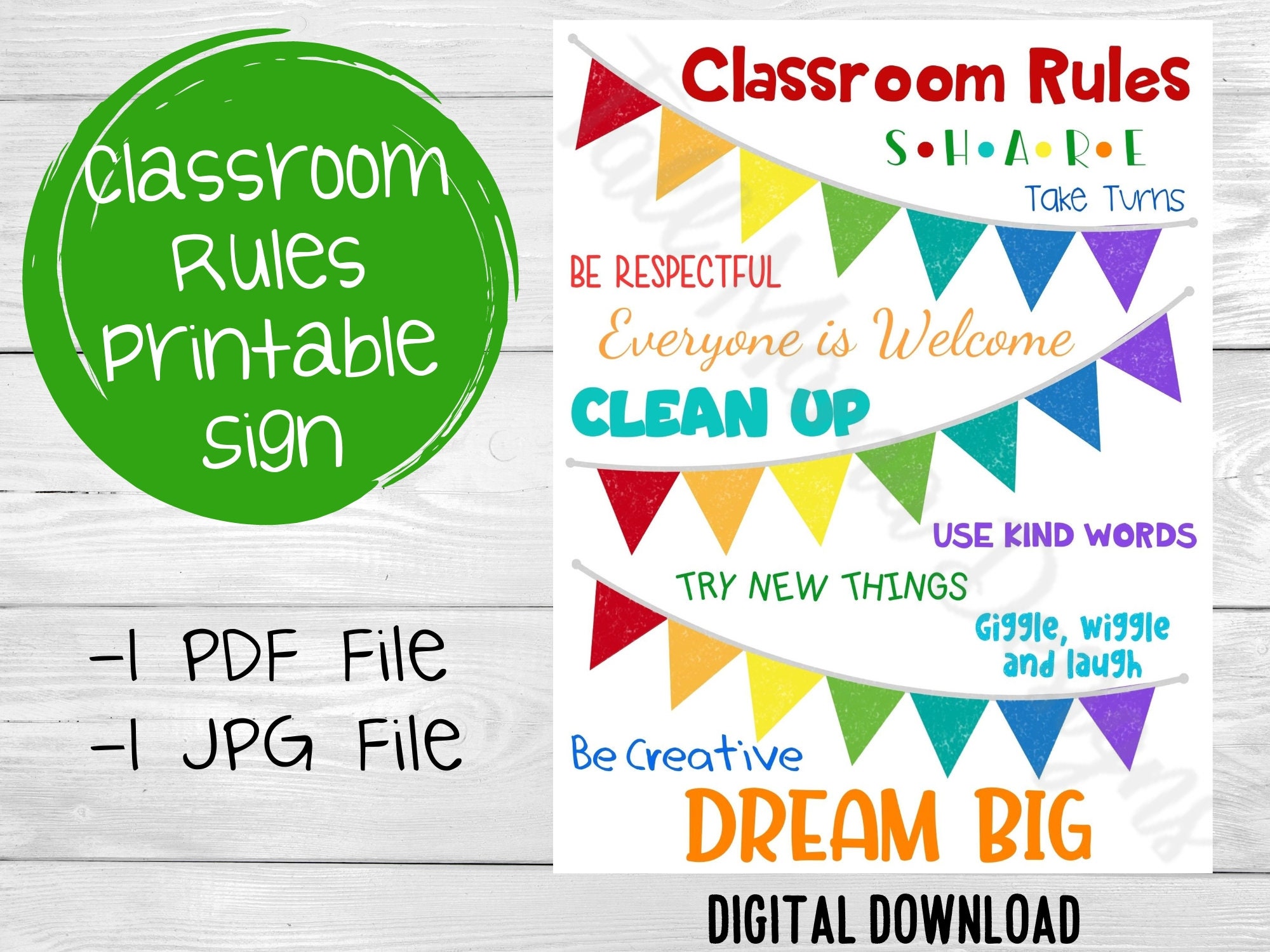 Classroom Rules Printable Sign, Classroom Rules, Teacher Rules ...