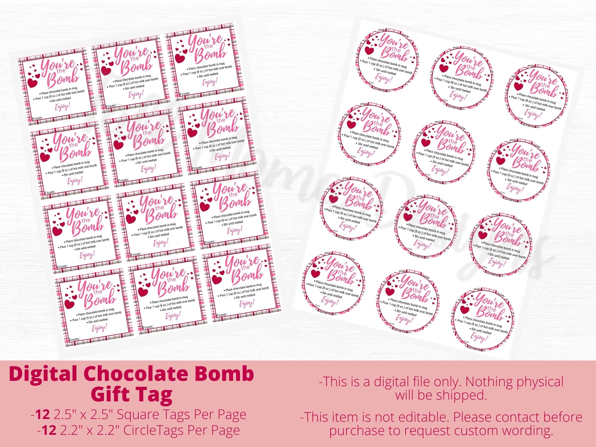 Hot Chocolate Bomb Gift Tag Printable Valentine's Day Hot | Etsy
