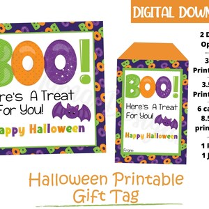 Boo Here's A Treat for You Printable Gift Tag, Halloween Gift Tag, Boo ...
