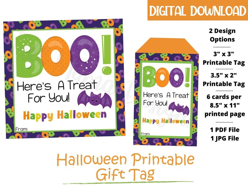 Boo Here's A Treat for You Printable Gift Tag Halloween | Etsy