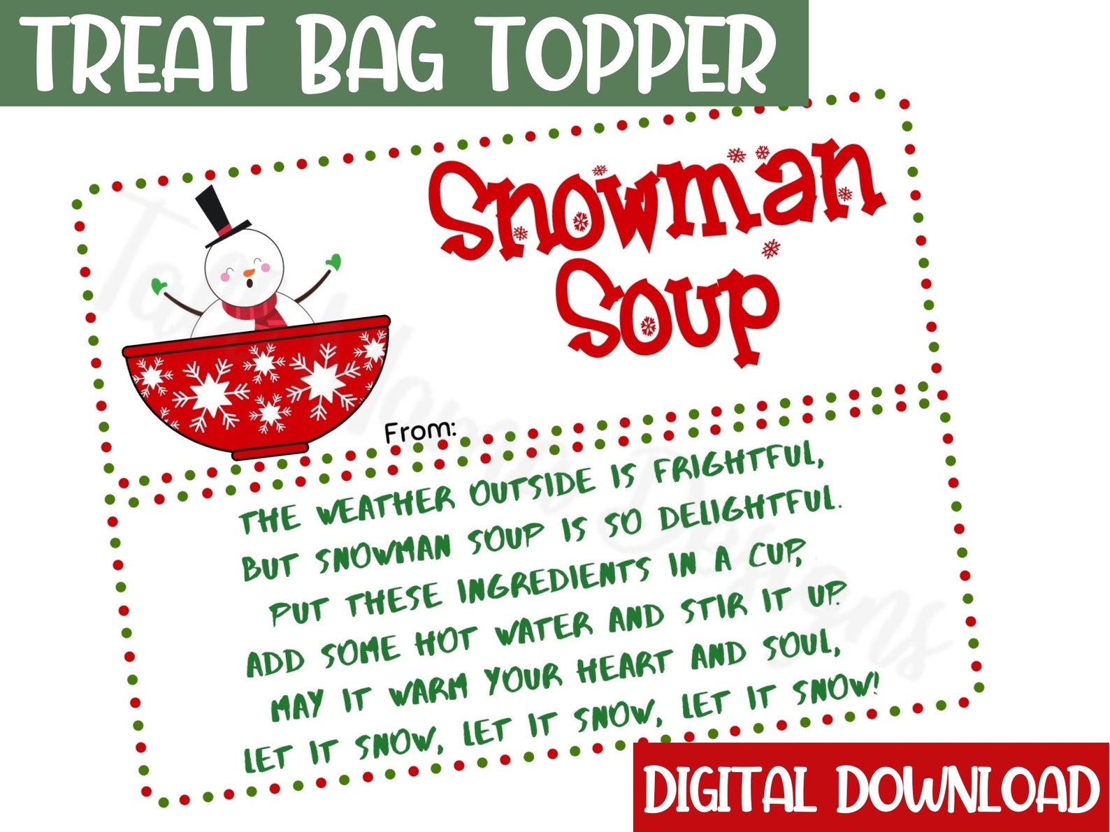 Snowman Soup Treat Bag Topper Snowman Soup Goodie Bag Topper - Etsy