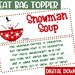 Snowman Soup Treat Bag Topper, Snowman Soup Goodie Bag Topper ...
