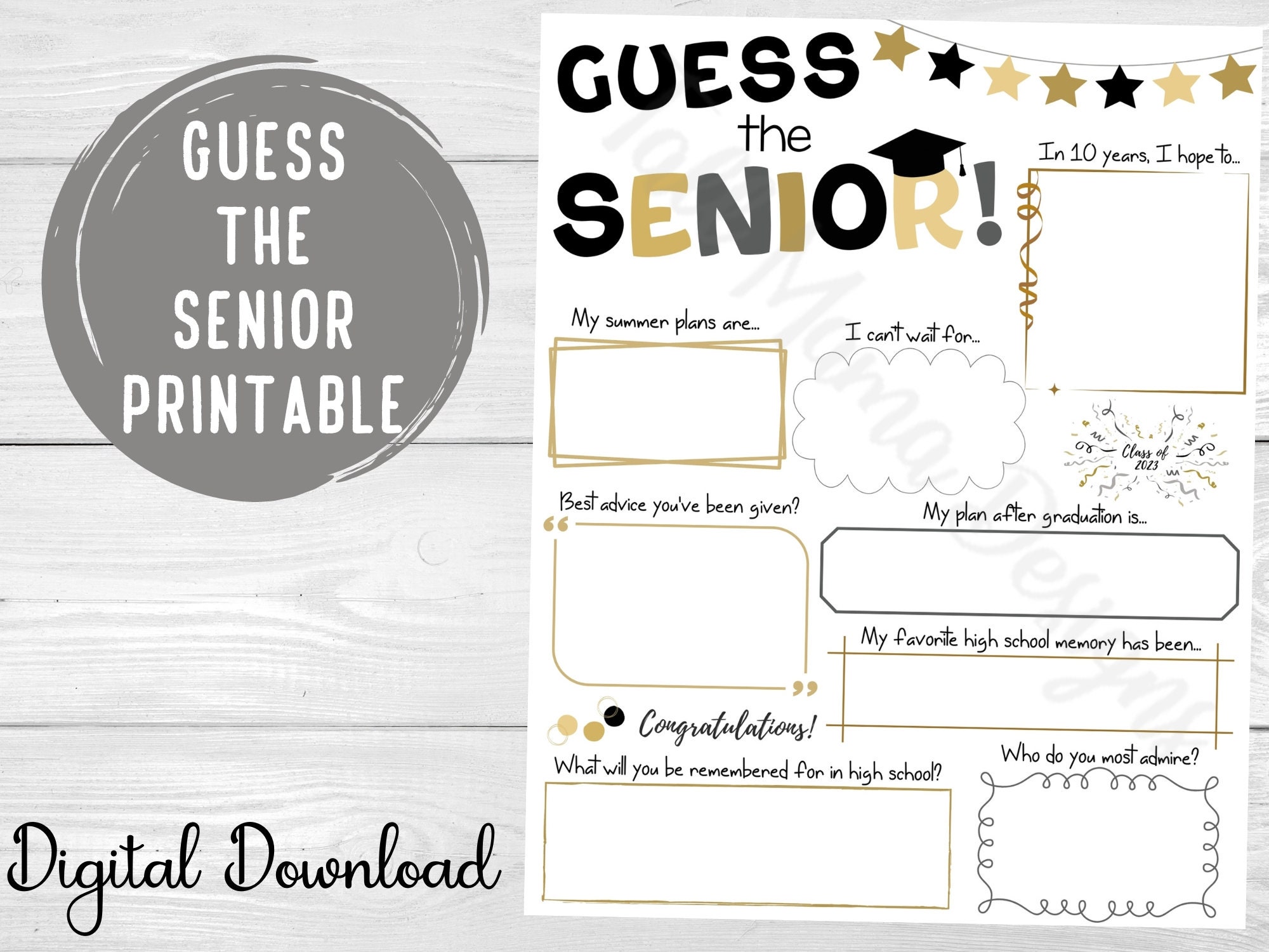 Guess the Senior Printable, Graduation Questionnaire, Senior Interview ...