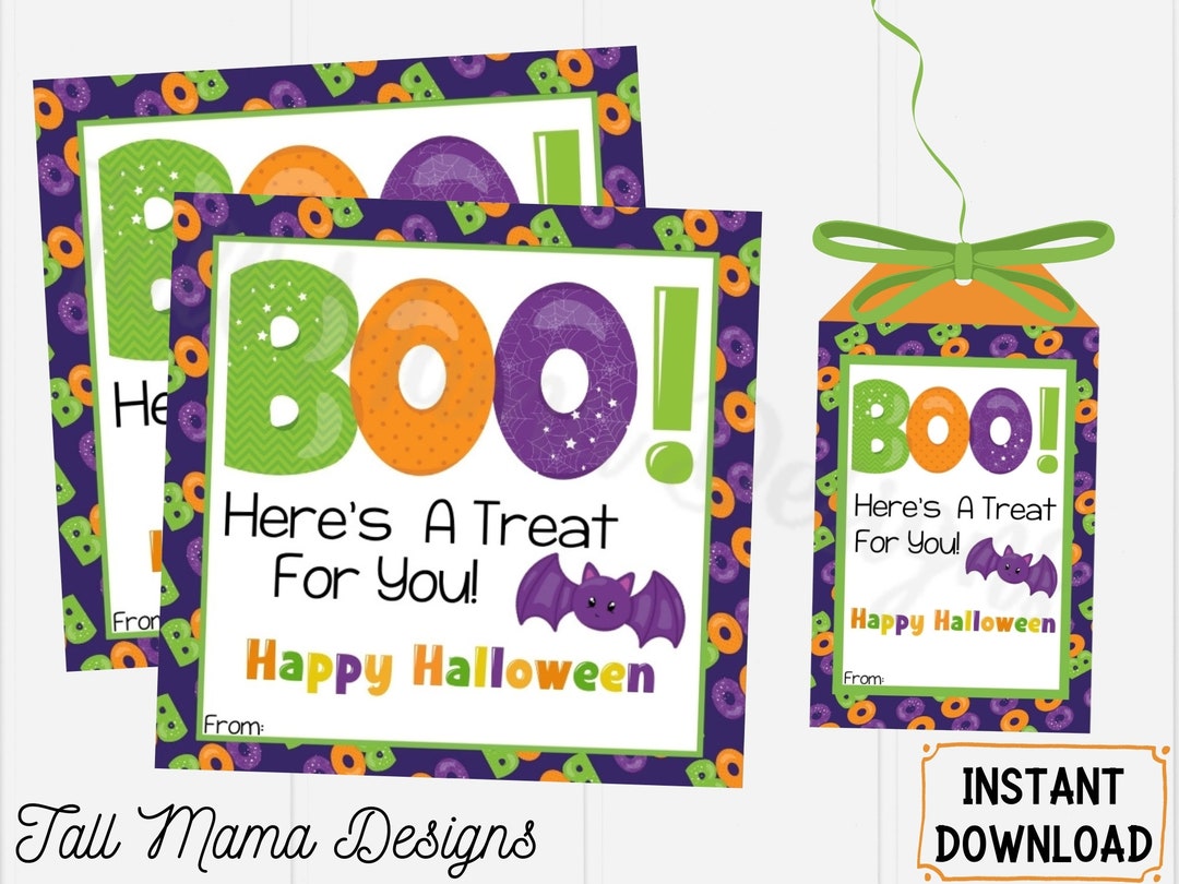 Boo Here's A Treat for You Printable Gift Tag, Halloween Gift Tag, Boo ...