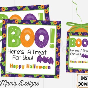 Boo Here's A Treat for You Printable Gift Tag, Halloween Gift Tag, Boo ...