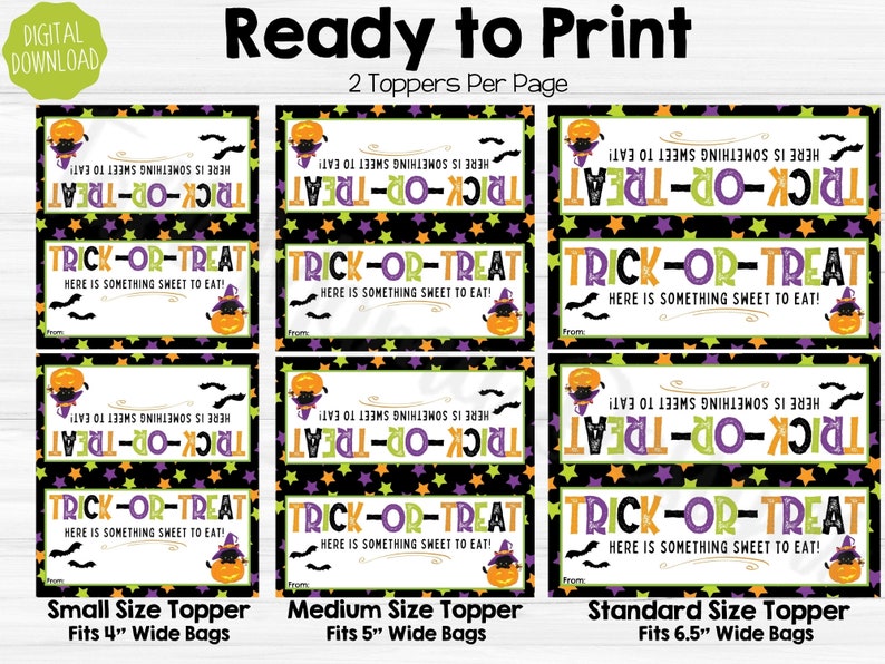 Trick or Treat Printable Bag Topper Halloween Treat Bag - Etsy