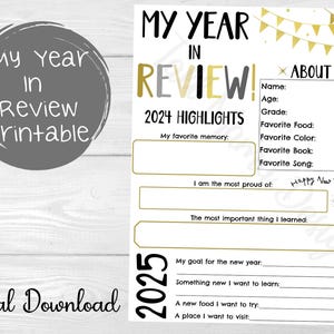 My Year in Review Printable, New Year Student Printable, Classroom ...