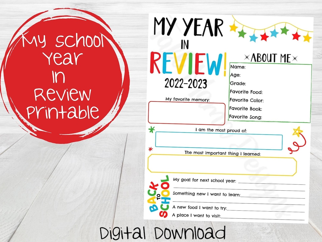 My School Year in Review Printable, End of School Student Printable ...