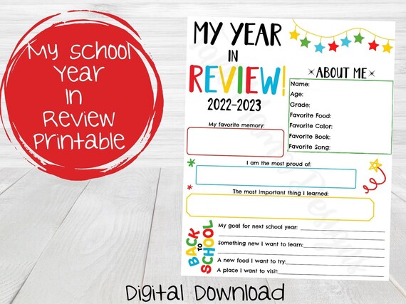 My School Year in Review Printable End of School Student - Etsy
