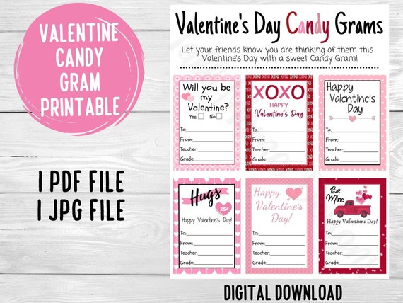 Candy Gram Valentines Day Printable Templates Valentine Candy Gram