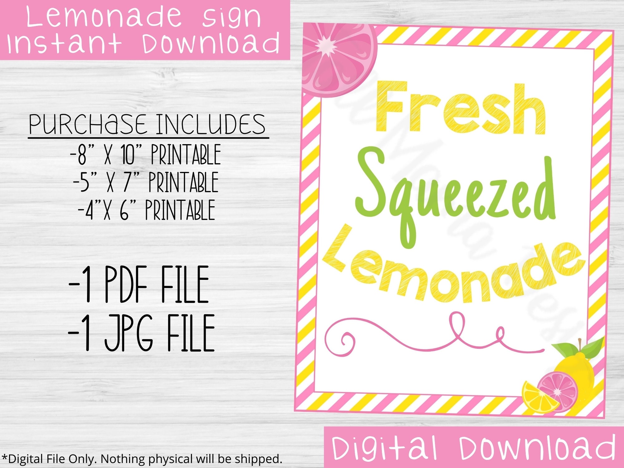 Lemonade Sign Printable Lemonade Stand Printable Digital - Etsy