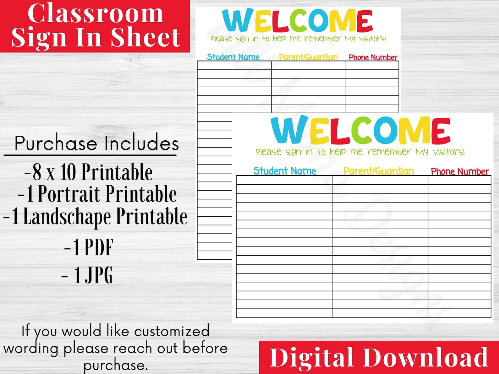 Classroom Sign in Sheet Printable Classroom Open House Sign - Etsy
