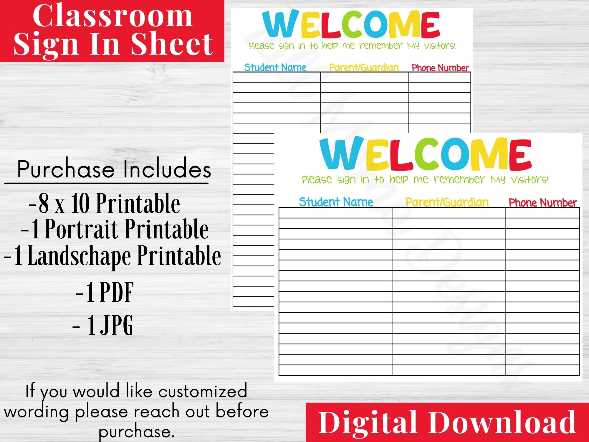 Classroom Sign in Sheet Printable Classroom Open House Sign - Etsy
