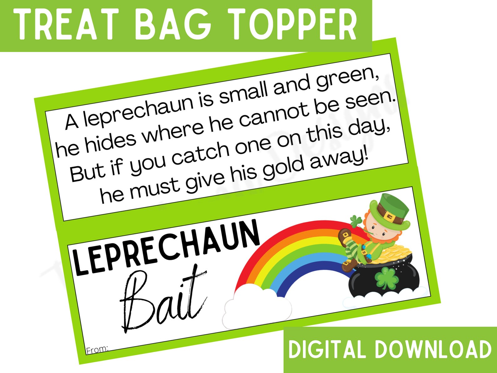Leprechaun Bait Treat Bag Topper St. Patrick's Day Treat | Etsy