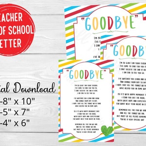 Teacher End of School Letter Printable, Letter to Students, Teacher ...