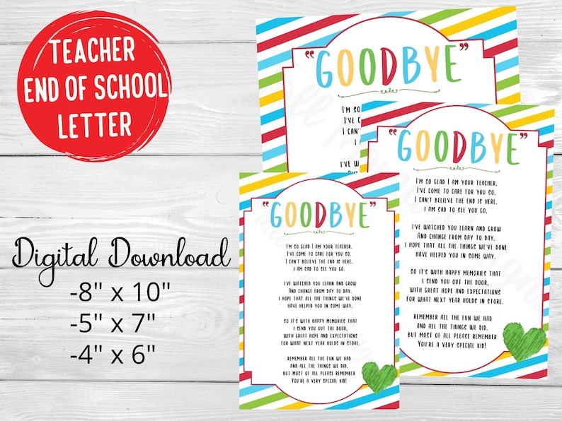Teacher End of School Letter Printable Letter to Students - Etsy