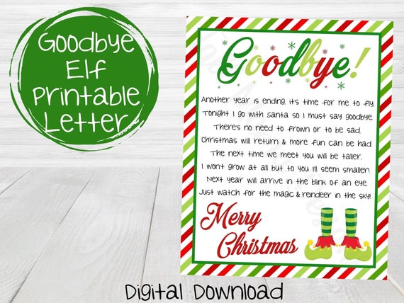 Goodbye Christmas Elf Printable Letter Christmas Eve Elf - Etsy