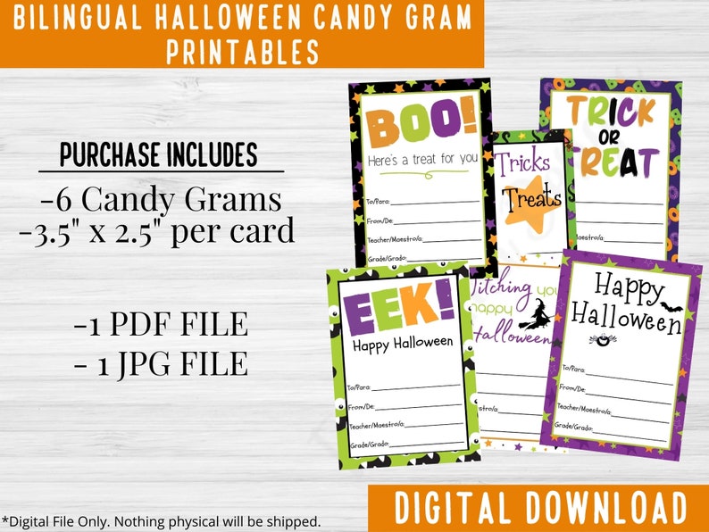 Bilingual Halloween Printable Candy Gram Halloween Boo Gram | Etsy