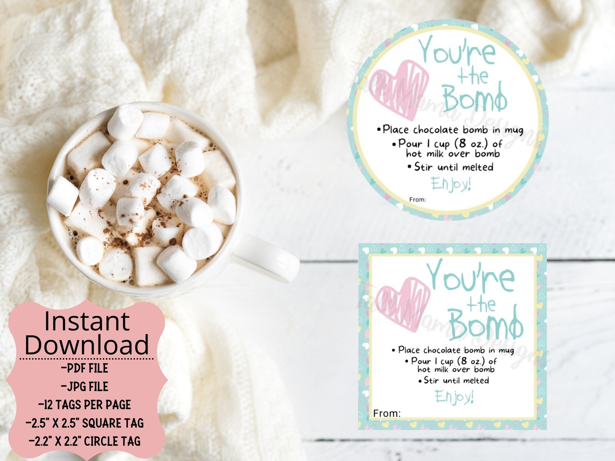 You're the Bomb Tag Hot Chocolate Bomb Gift Tag - Etsy UK