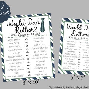 Would Dad Rather Father's Day Printable, Father's Day Activity, Father ...