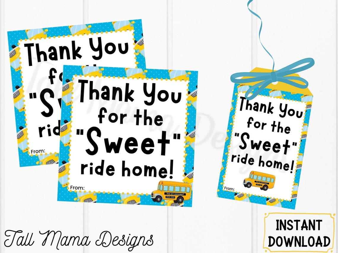 Thank You for the Sweet Ride Home Printable Gift Tag Gift Tag - Etsy