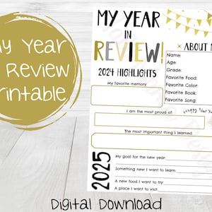 My Year in Review Printable, New Year Student Printable, Classroom ...