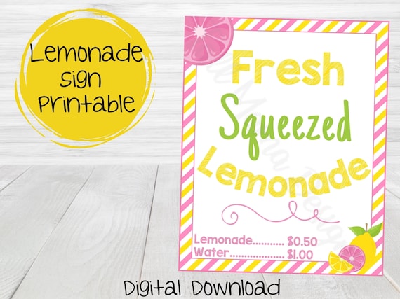 Lemonade Sign Printable Lemonade Stand With Prices Sign | Etsy