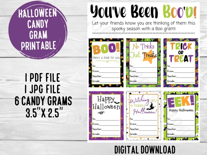 Halloween Printable Candy Gram, Halloween Boo Gram, Halloween Candy ...