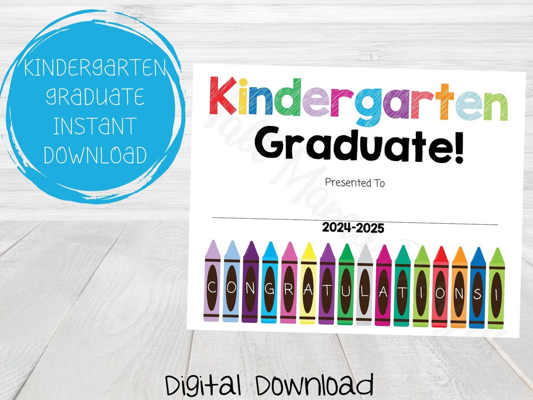 Kindergarten Graduate Certificate 2025 Printable, Digital Kindergarten ...